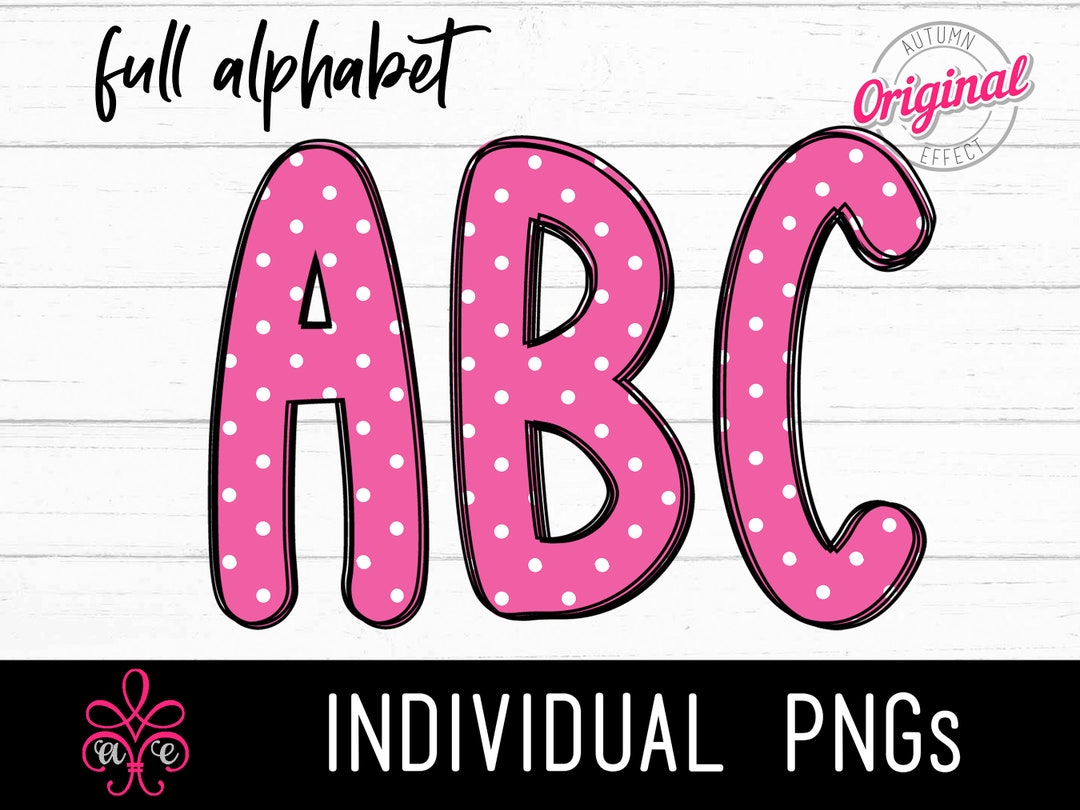 Pink Polka Dot Themed Alphabet PNG - Dot Print Alphabet Letters ...