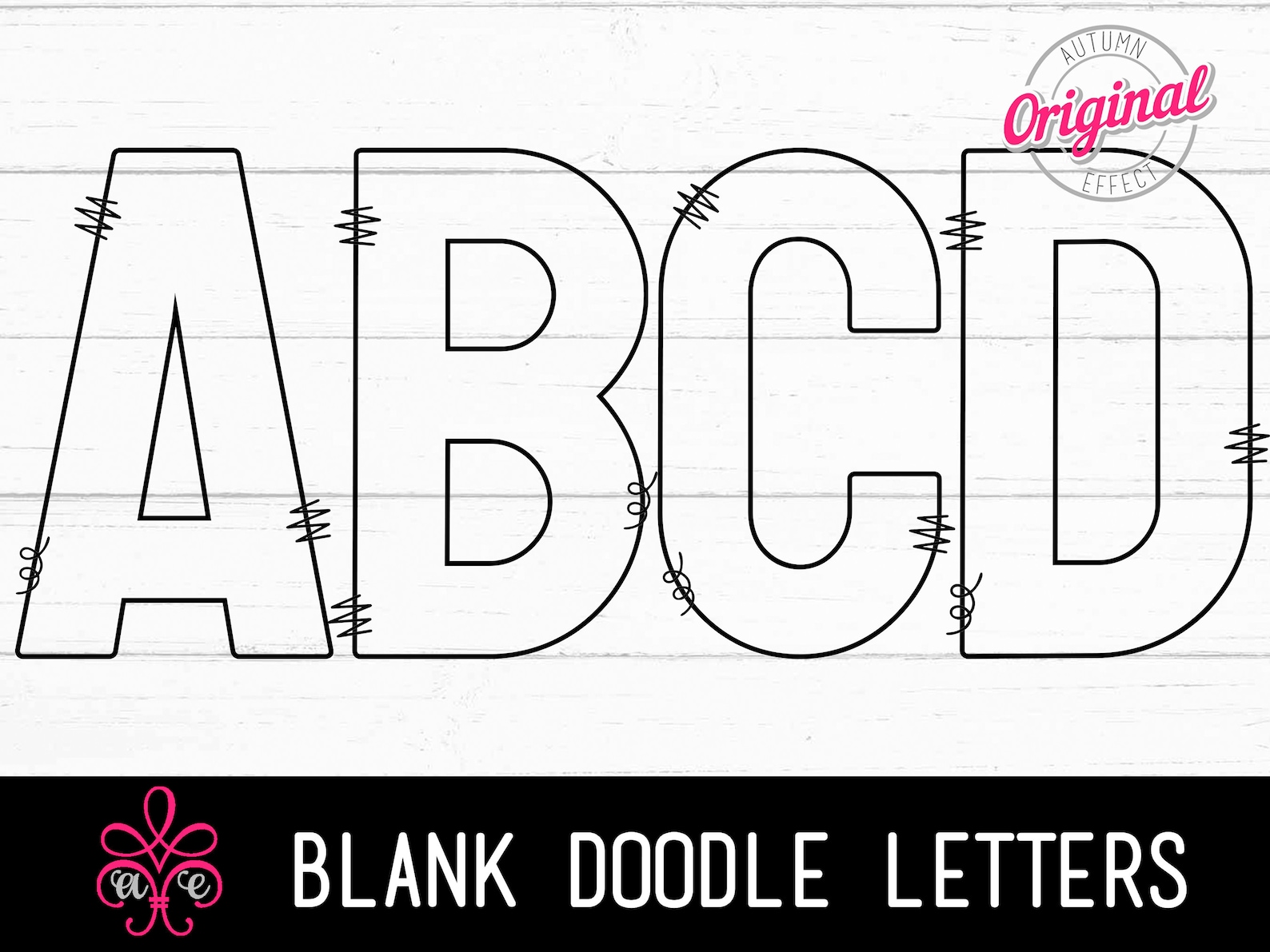 Blank Doodle Letters With Solid Fill & Outline Individually - Etsy