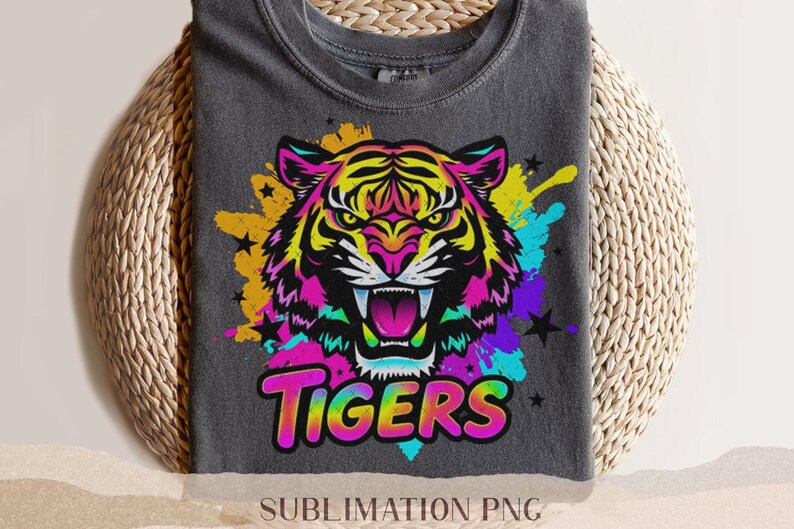 Tigers PNG - Bright Neon Tigers Team Spirit Shirt Design - Sublimation ...
