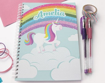 Personalised unicorn notebook with name stationery gift for | Etsy