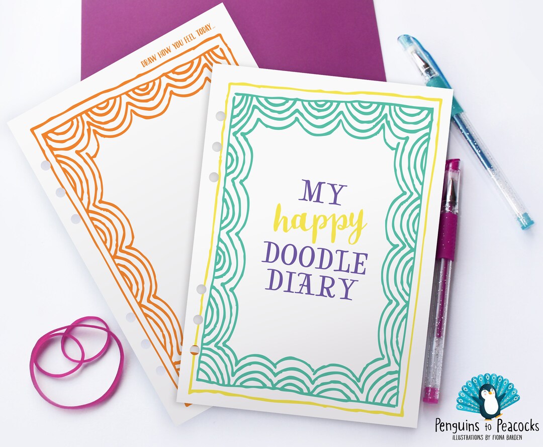 Printable Children's Positive Mindset Happiness Journal. Mindful Doodle ...