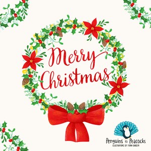 Christmas Wreath Clip Art: Festive Holiday Graphics (digital Download ...