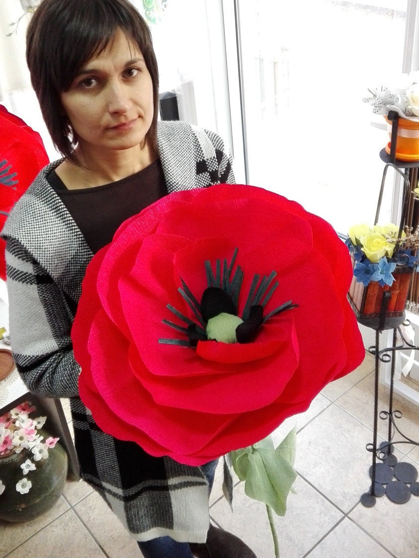 Red Giant Poppy Wedding Giant Paper Flower Bouquet Large Paper - Etsy