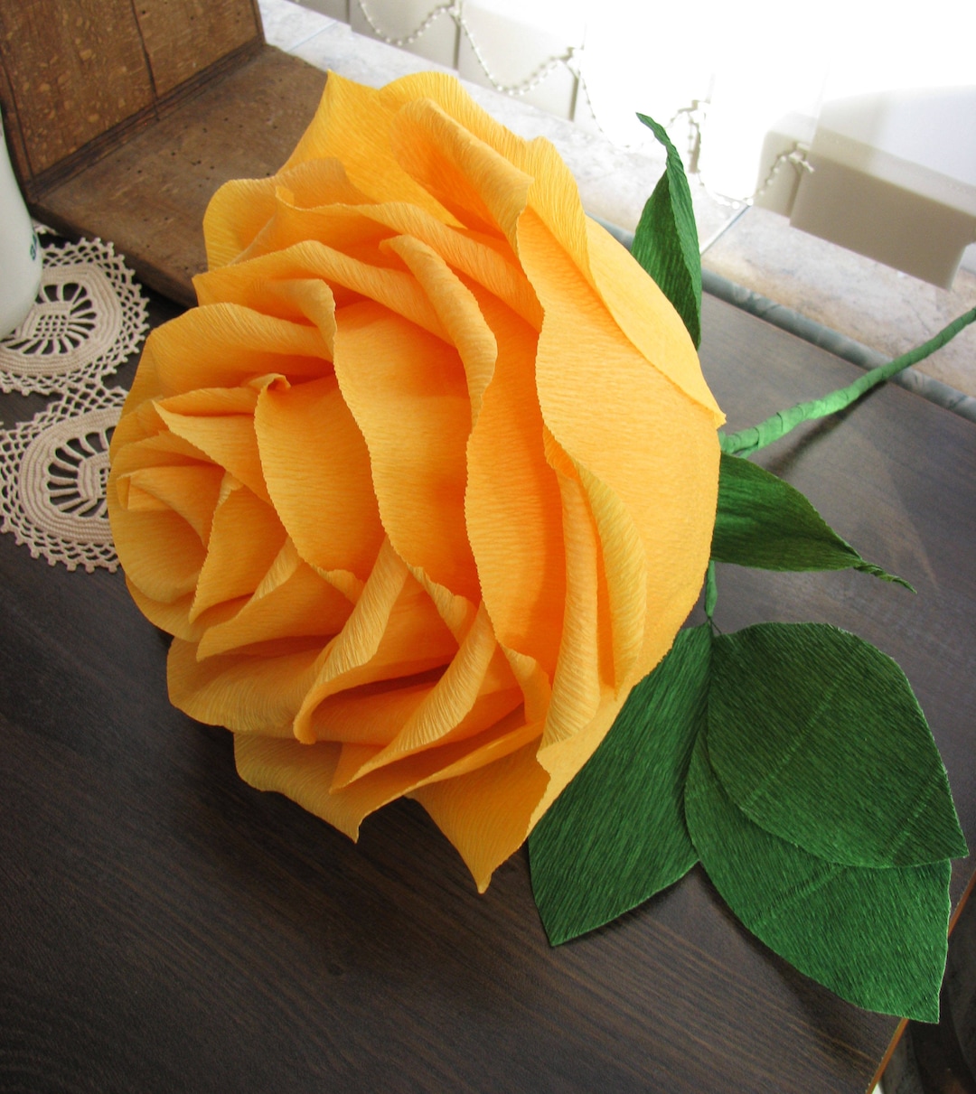 Giant Flower Yellow Paper Rose, Giant Rose Bridal Bouquet, Giant Paper ...