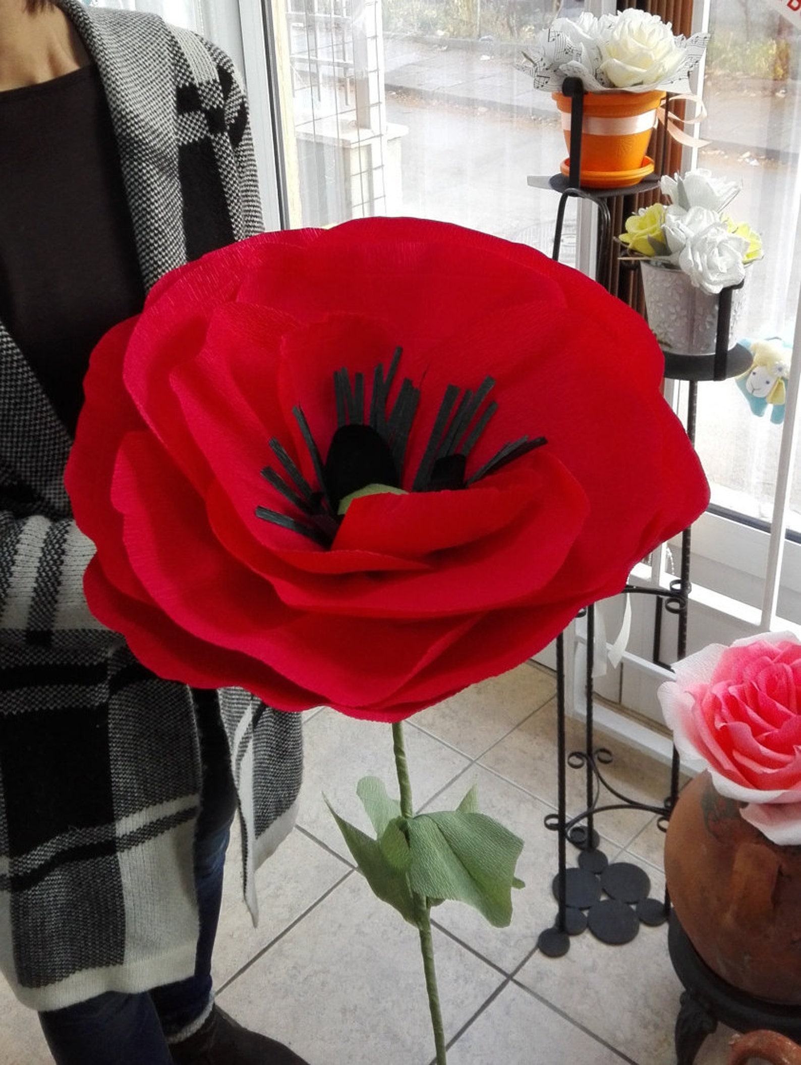 Red Giant Poppy Wedding Giant Paper Flower Bouquet Large Paper - Etsy