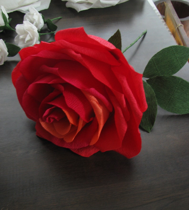 Giant Rose Paper Flower in 3 Colors Red Orange Ruby Rose - Etsy