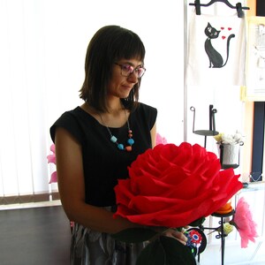 1 Giant 15" Red Paper Rose, Bridal Bouquet, Giant Paper Flower, Large ...