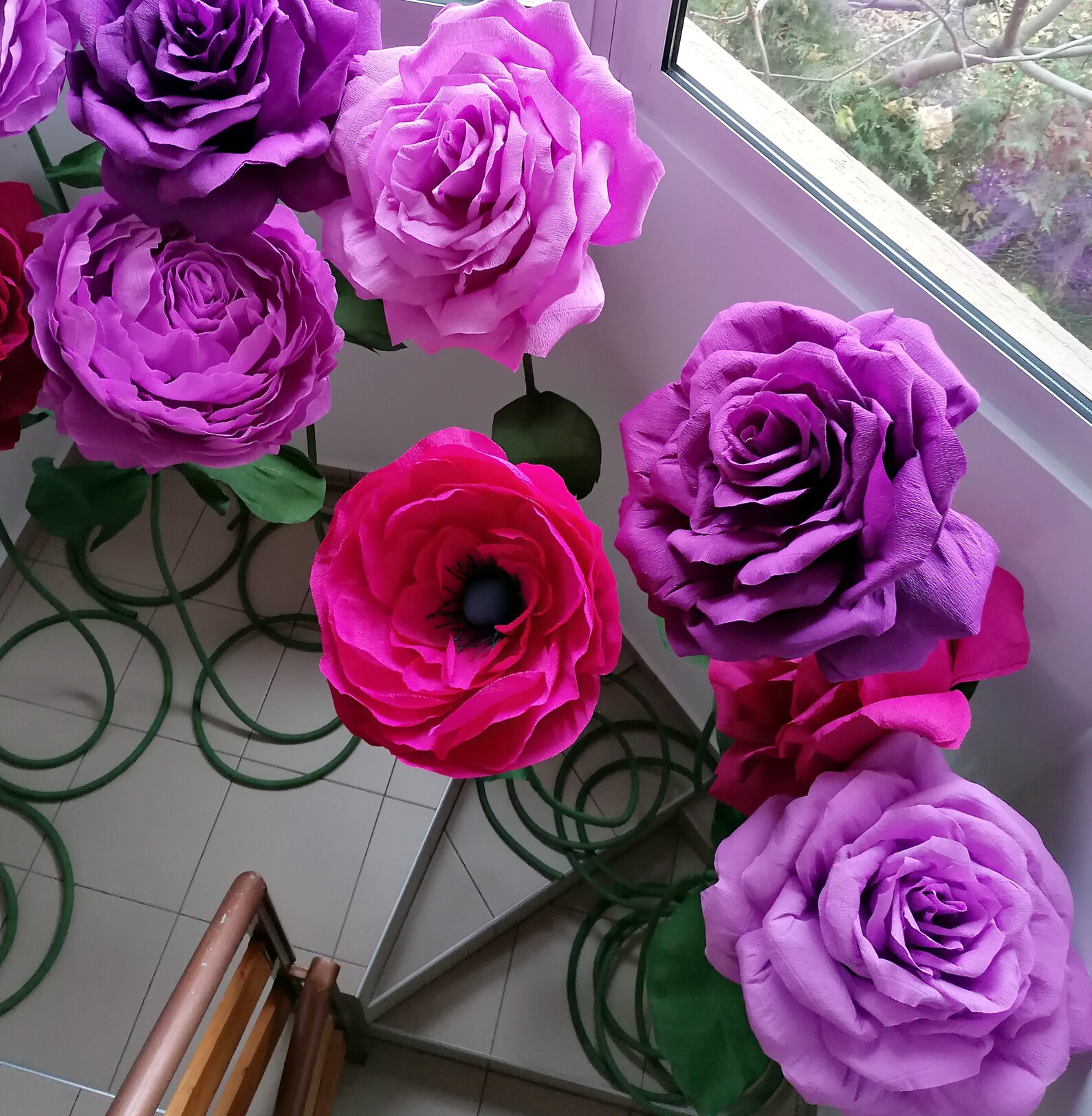 Self-standing Paper Flowers on Stem Wedding Free-standing | Etsy