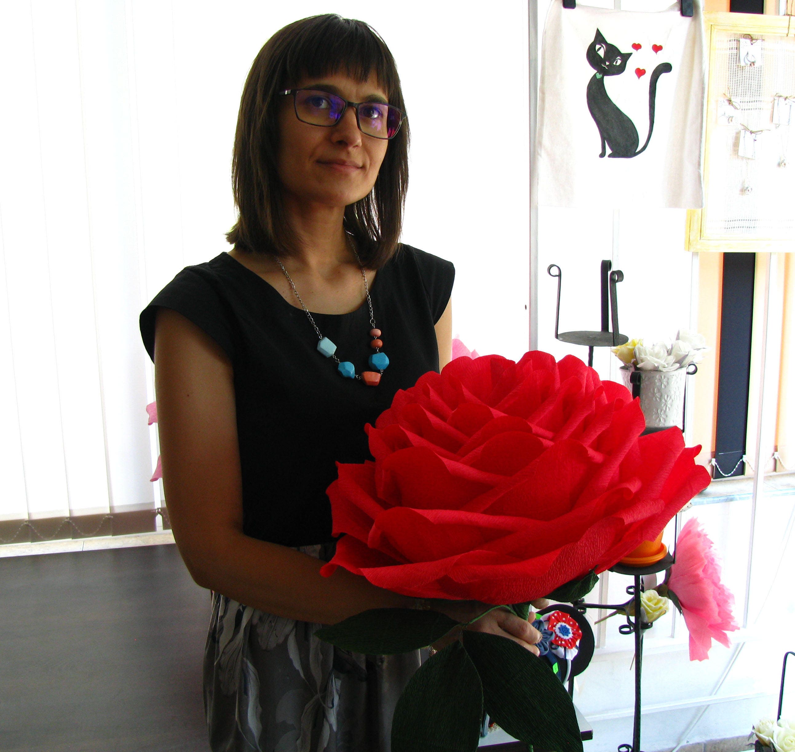 1 Giant 15 Red Paper Rose Bridal Bouquet Giant Paper - Etsy