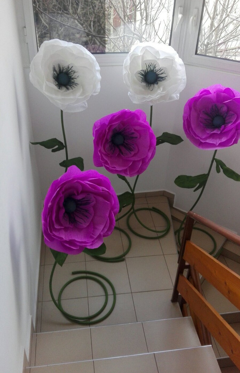 Self-standing Paper Flowers on Stem Wedding Free-standing | Etsy