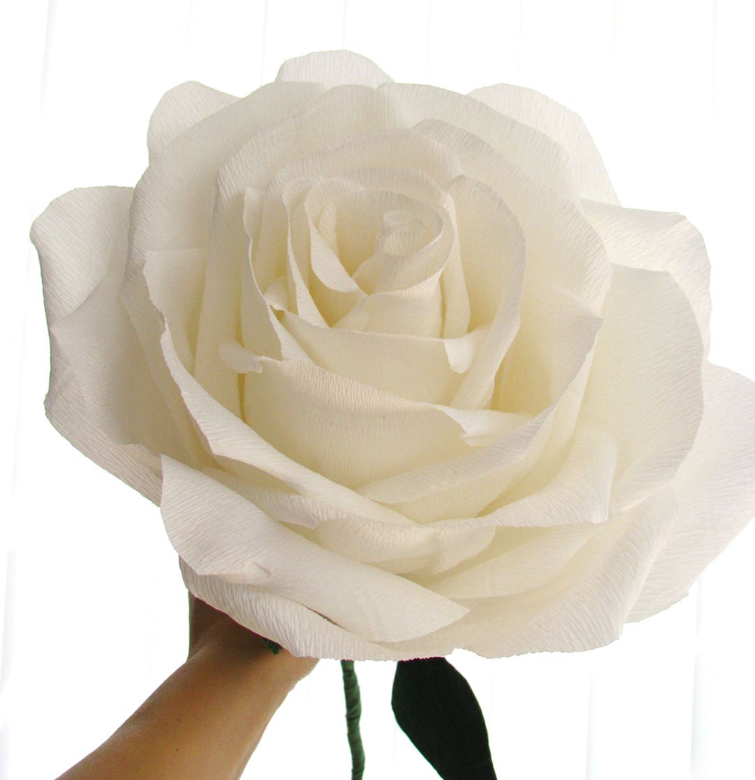 Giant Flower White Paper Rose, Big Rose Bridal Bouquet, White Flower ...