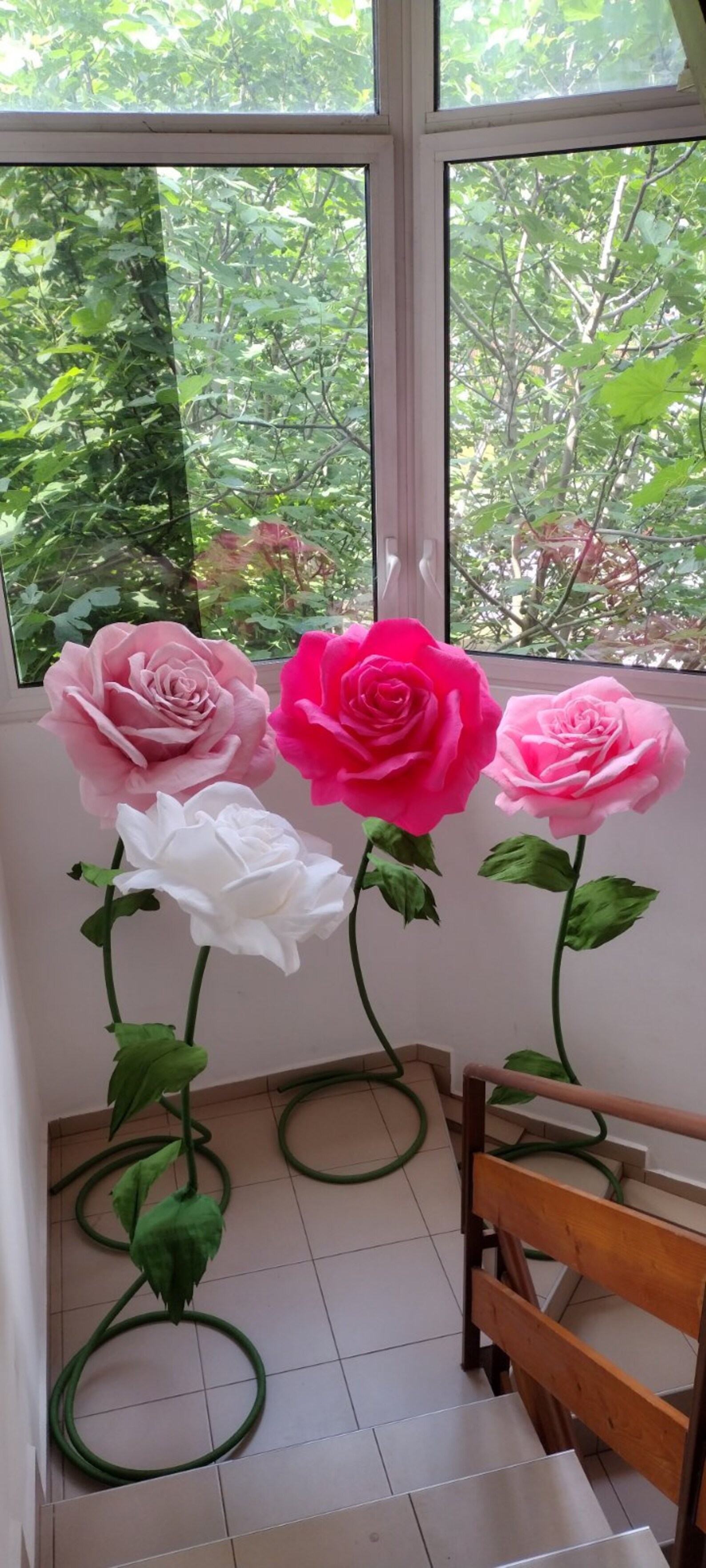 Set of 4 Self Standing Paper Flowers Free-standing Giant - Etsy