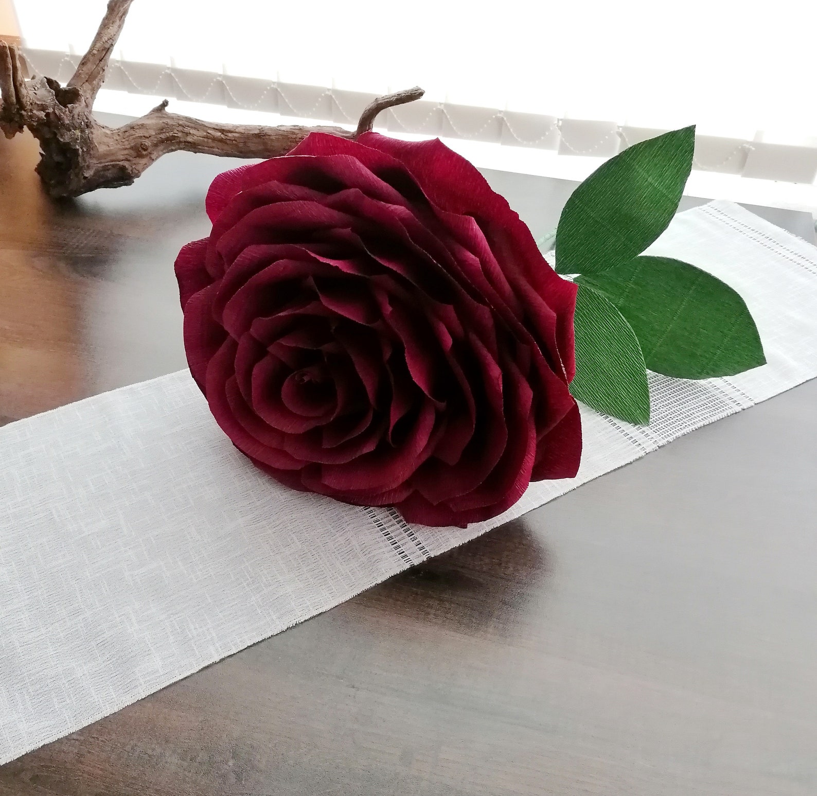 1 Giant 15 Burgundy Paper Rose Bridal Bouquet Giant | Etsy