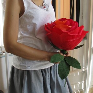 Giant Rose Paper Flower in 3 Colors, Red, Orange, Ruby Rose, Giant ...