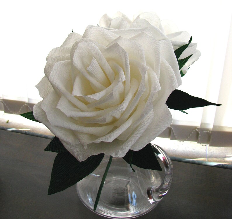 White Paper Rose Giant Paper Flower Bridal Bouquet Giant - Etsy