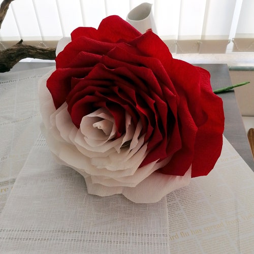 1 Giant 15 Red Paper Rose Bridal Bouquet Giant Paper - Etsy