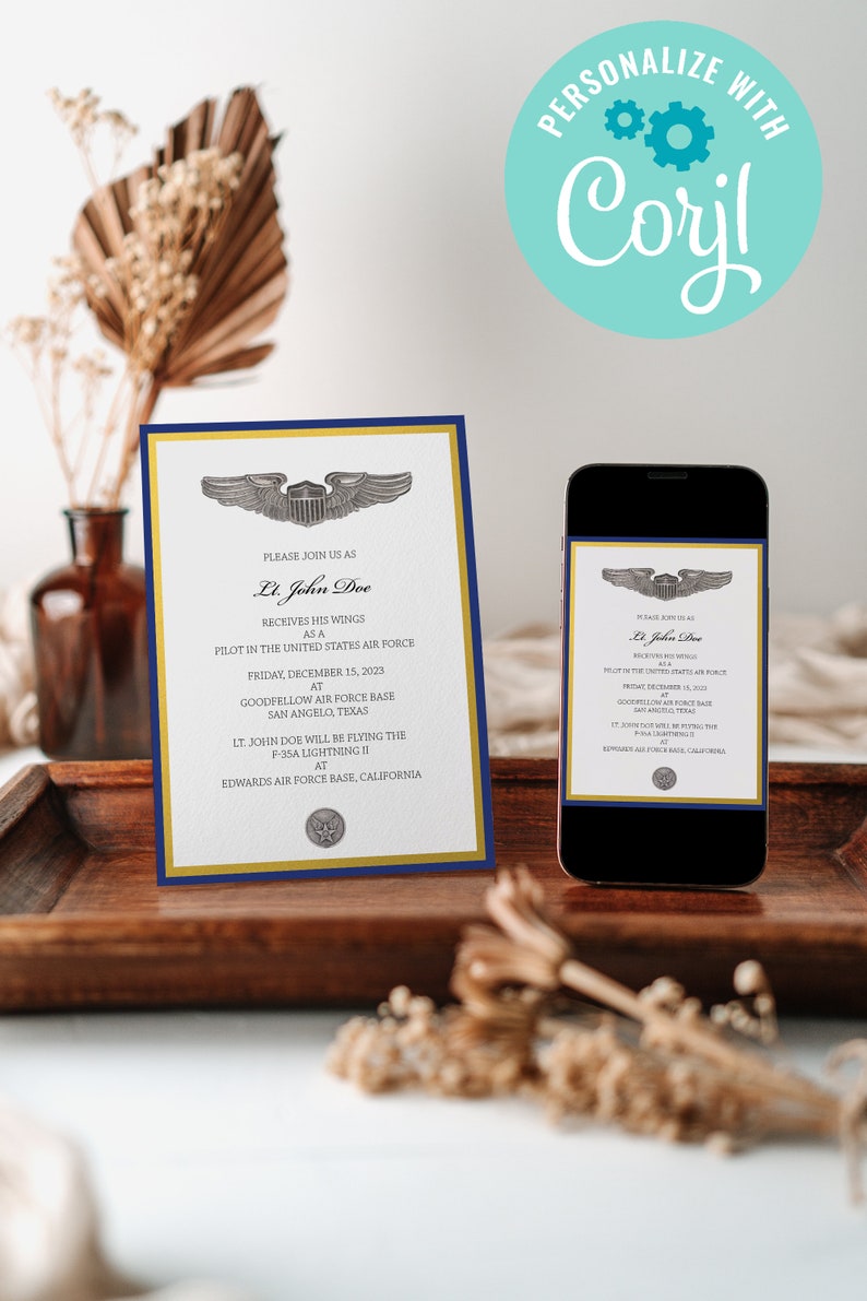 Air Force Pilot Winging Invitation | UPT Graduation, Editable 5x7 ...