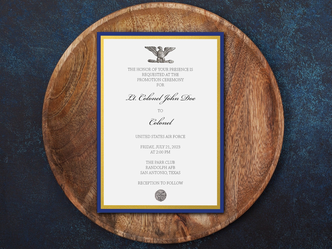 Customizable Air Force Promotion Invitation Printable Military ...