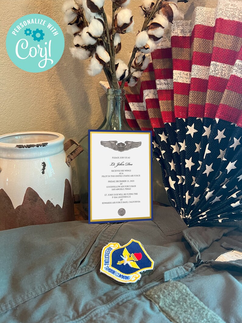 Air Force Pilot Winging Invitation | UPT Graduation, Editable 5x7 ...