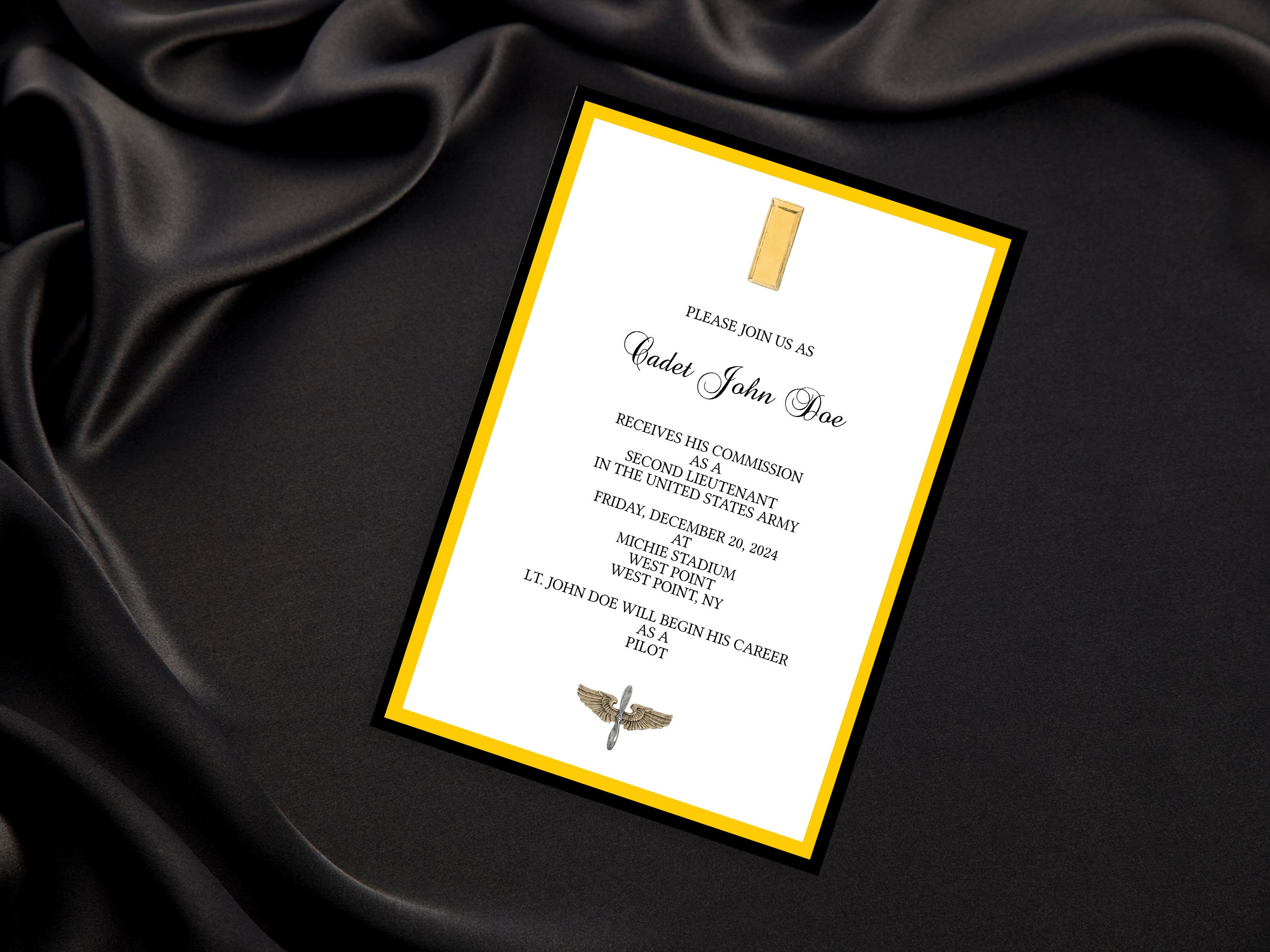 Army Commissioning Invitation Customizable Print at Home Digital ...