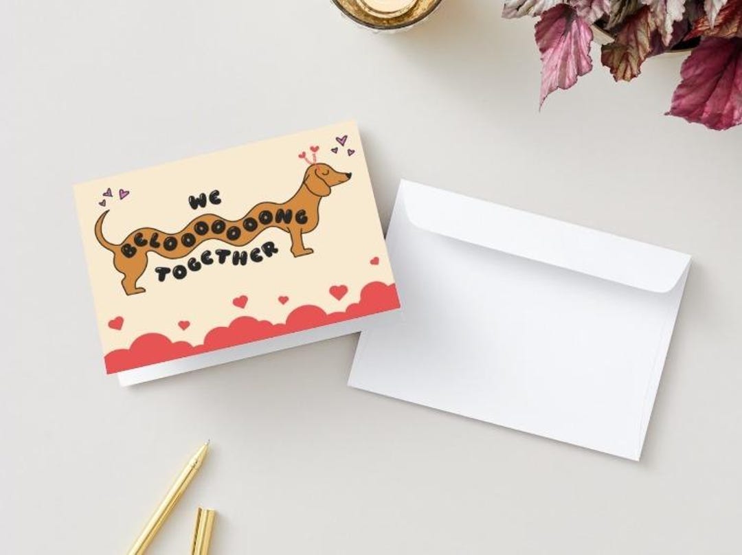 Printable Dachshund Valentines Day Card Cute Wiener Dog Valentine Funny ...