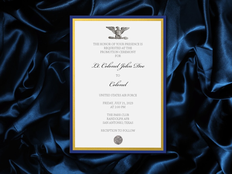 Customizable Air Force Promotion Invitation Printable Military ...