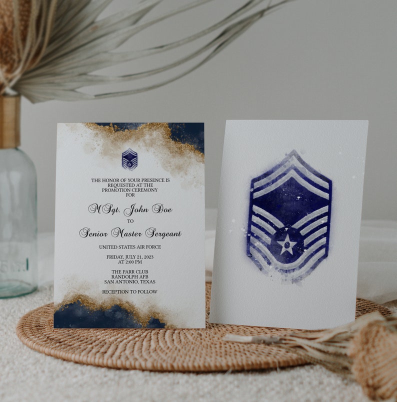 Digital Enlisted Air Force Promotion Invitation | Customizable 5x7 ...