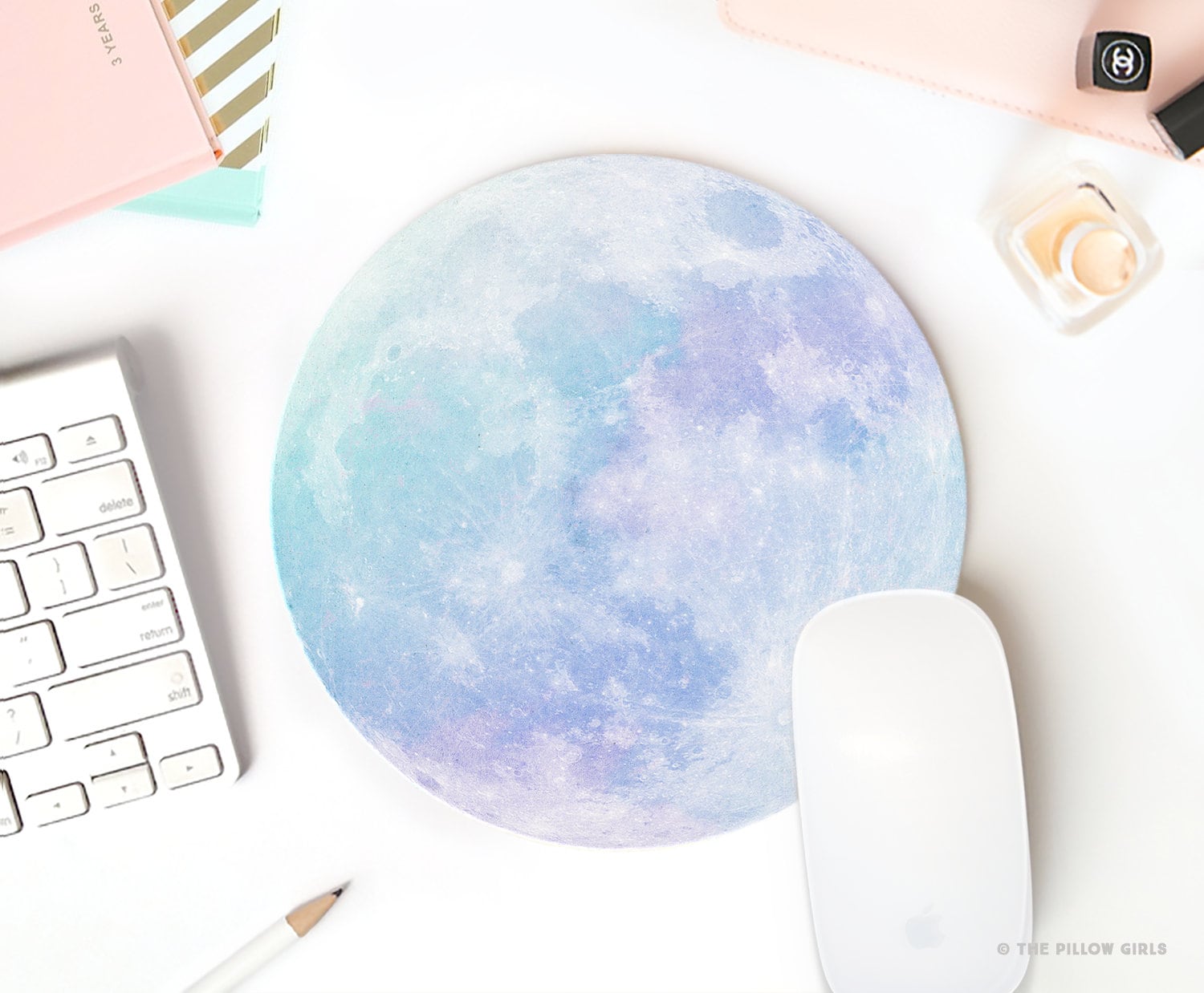 Mouse pad moon mousepad over the moon mousepad round | Etsy