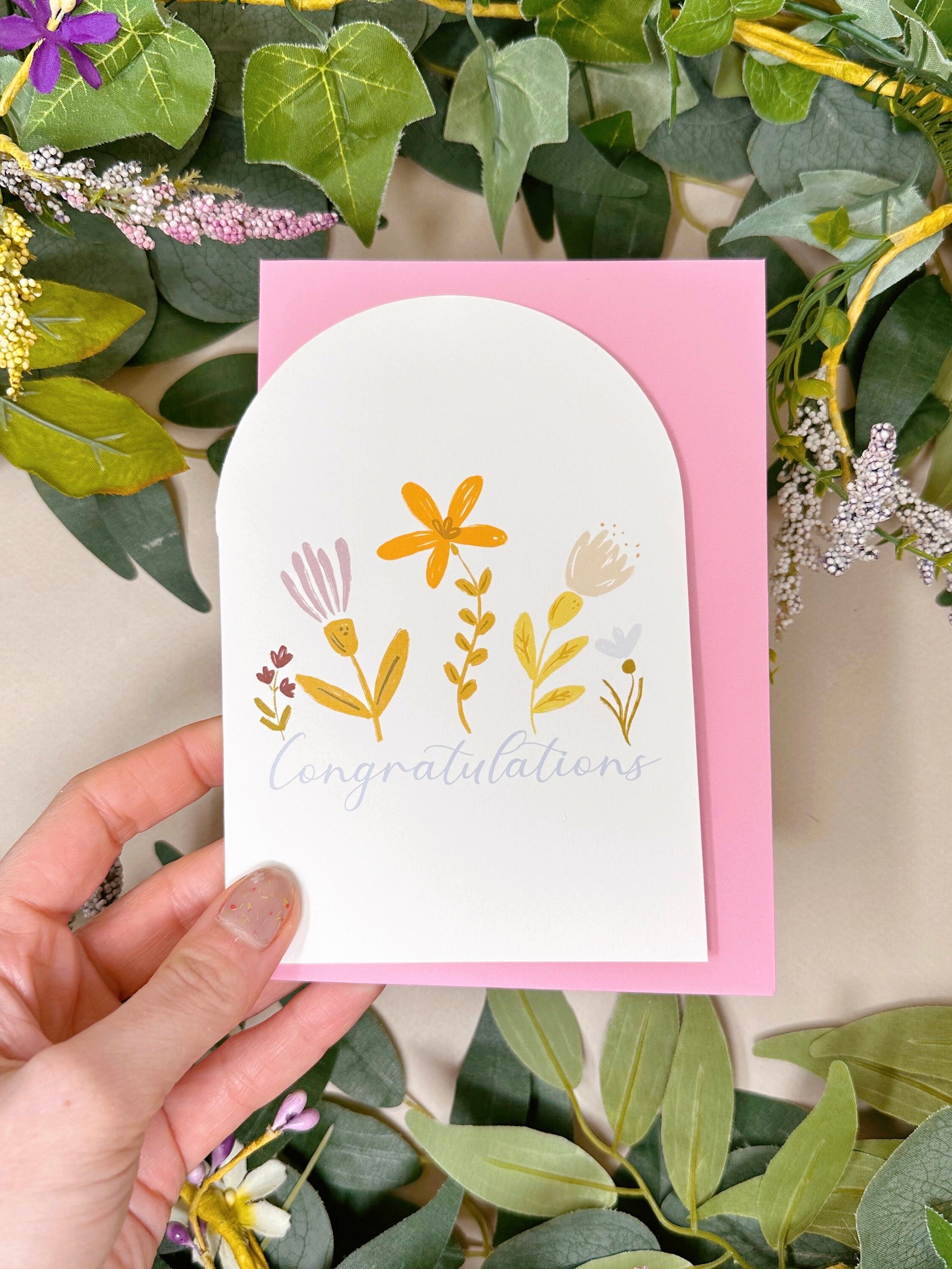 Spring Flower Congratulations Card - Floral Congrats Card - Botanical ...