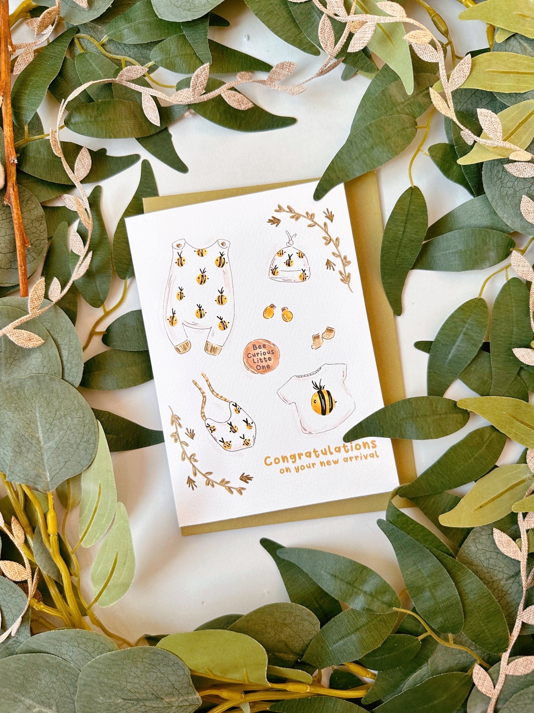 Bee Baby Card - New Arrival Card - Bee New Baby Card - Gender Neutral ...