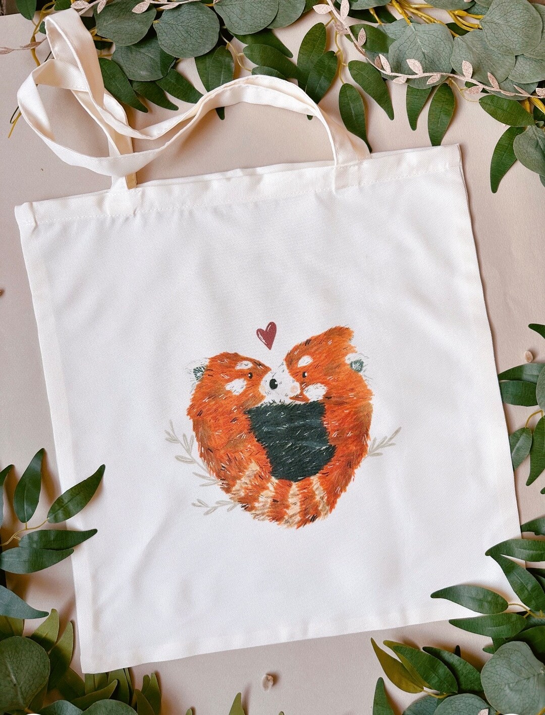 Red Panda Tote Bag Illustrated Tote Bag Red Panda Bag Red Panda Shopper ...