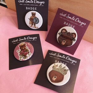 Bear Badges - Viking Bear Badge - King Bear Badge - Bear Pin Back ...