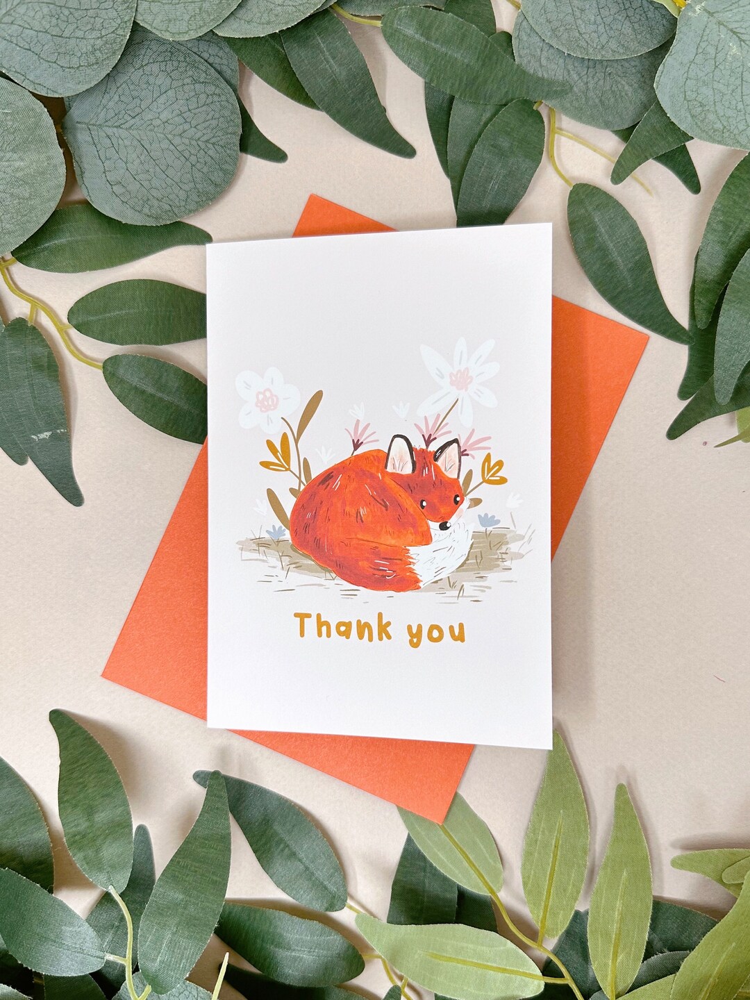 Fox Thank You Card - Botanical Fox Card - Thank You Card - Note Card ...