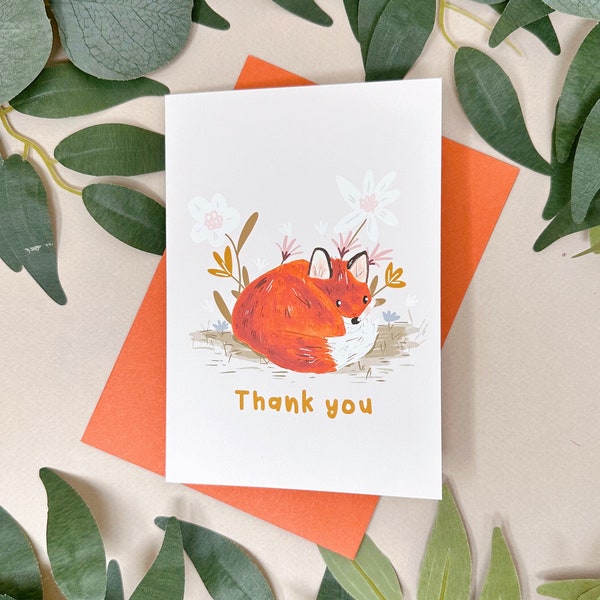 Fox Thank You Card - Etsy