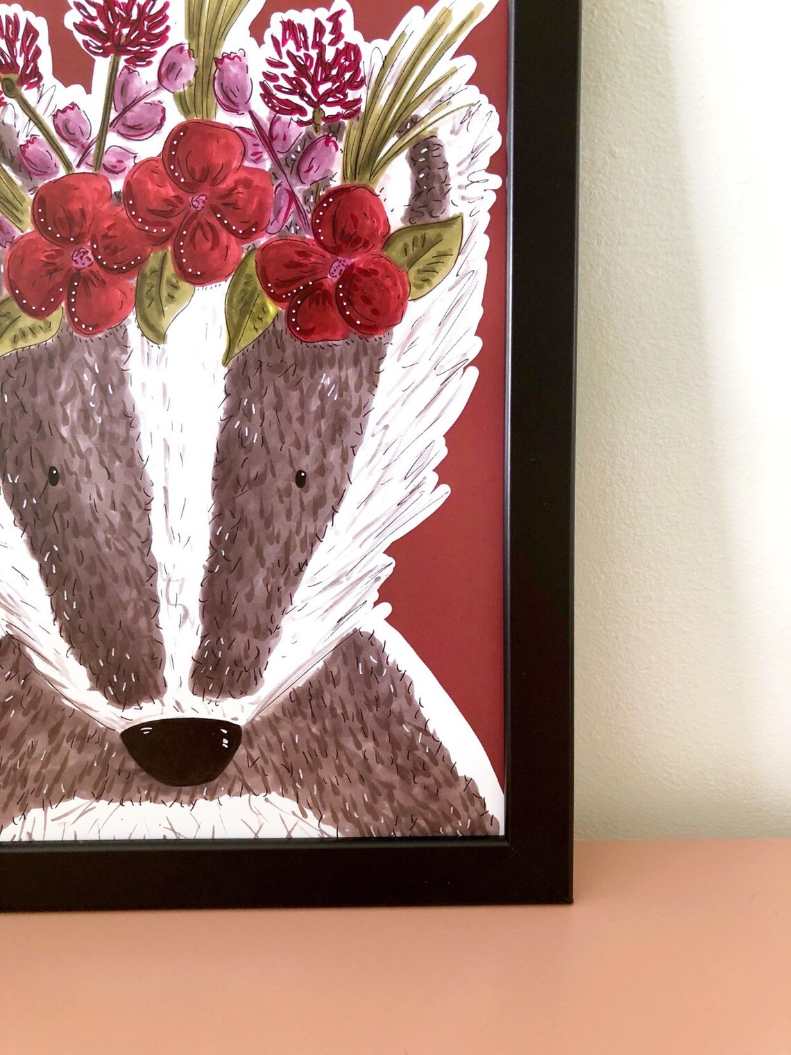 Badger Art Print - Badger Bedroom Wall Decoration - Nursery Art Print ...