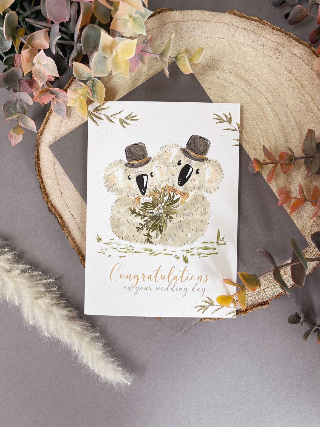 Koala Wedding Card - Mr & Mr Wedding Card - Koala Card - Bohemian ...