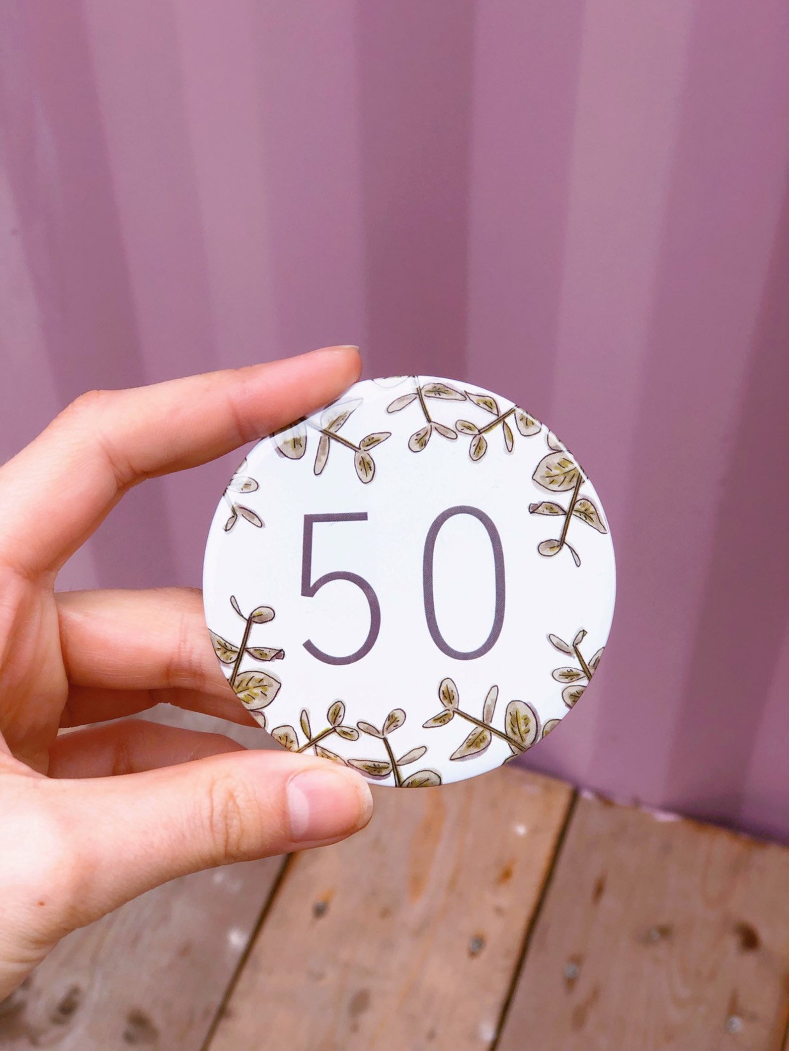 50th Badges - Birthday Badge - Birthday 50th Badge - Eucalyptus Pins ...