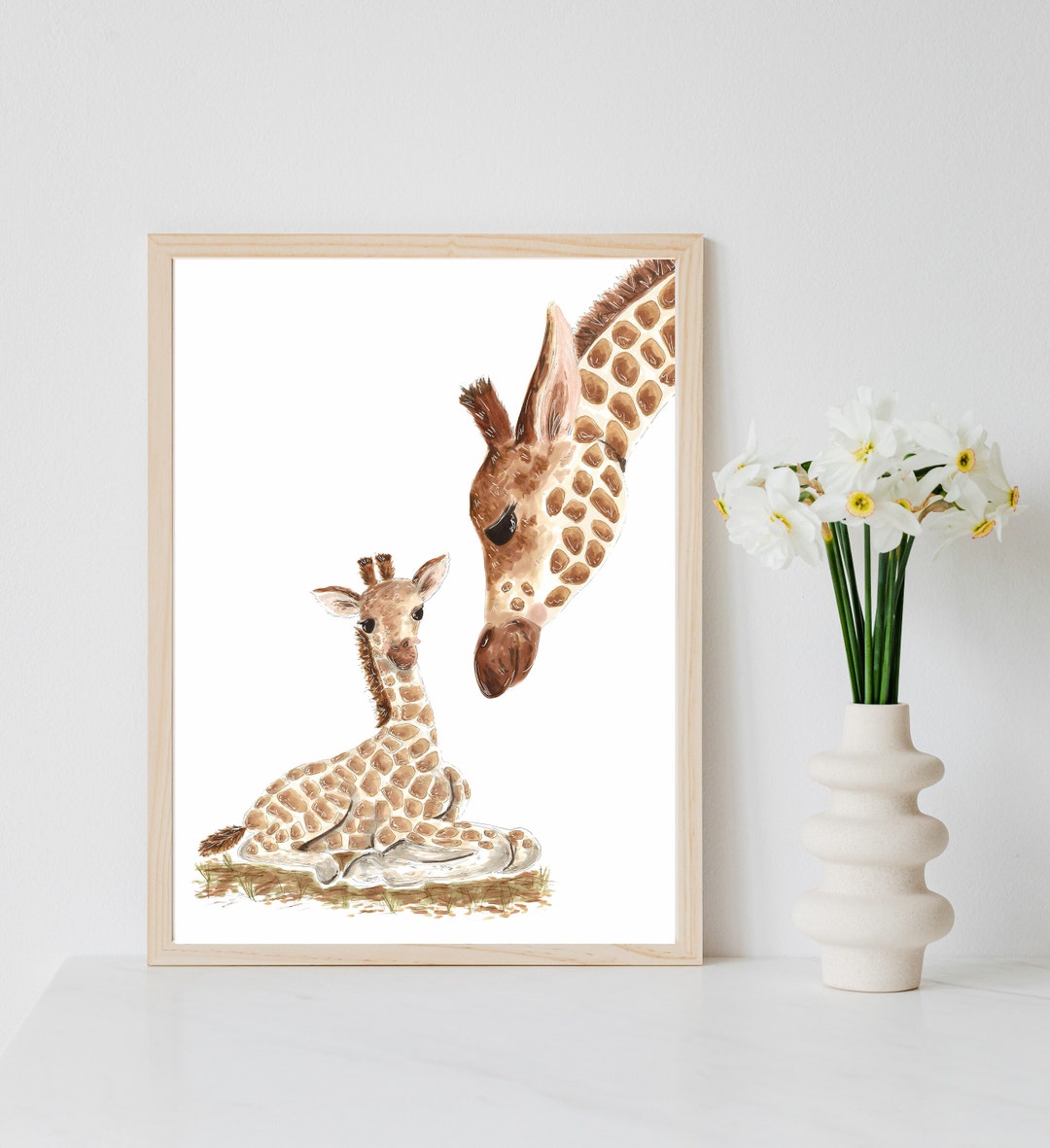 Giraffe Wall Art Print - Baby Giraffe Print - African Home Decor ...