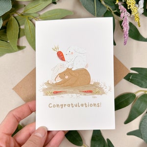 Rabbit Congratulations Card - Bunny Congratulations Card - Cute Bunny ...