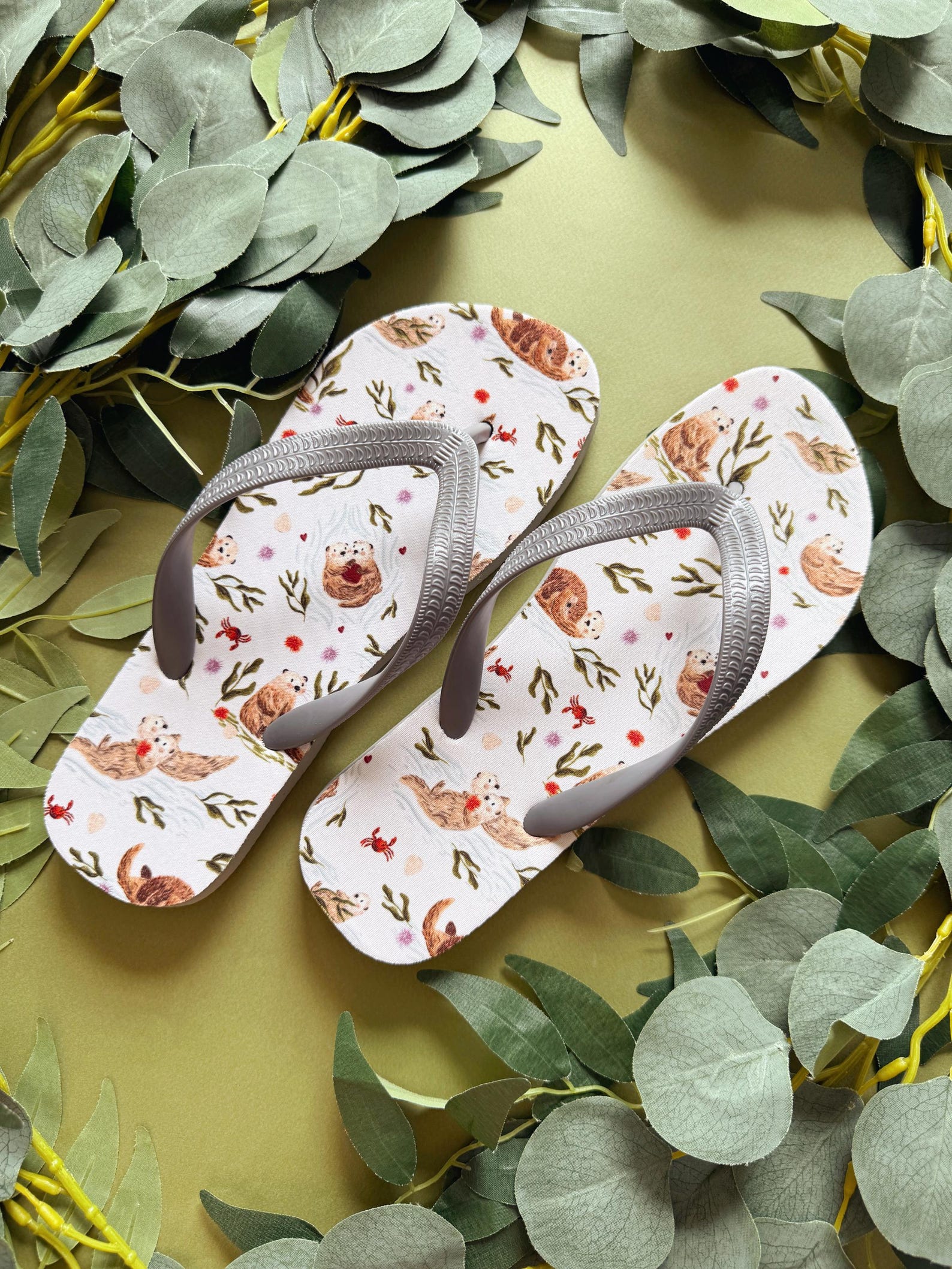 Otter Flip Flops Adult - Holiday Flip Flops - Beach Shoes - Unisex Flip ...