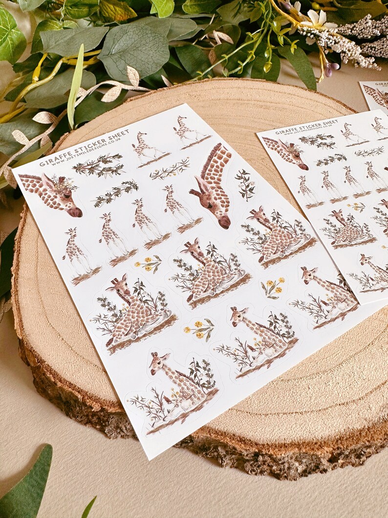 Giraffe Stickers - Giraffe Sticker Sheet - Giraffe Sticker Pack- Vinyl ...