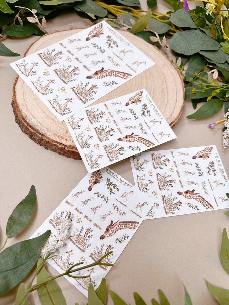 Giraffe Stickers - Giraffe Sticker Sheet - Giraffe Sticker Pack- Vinyl ...