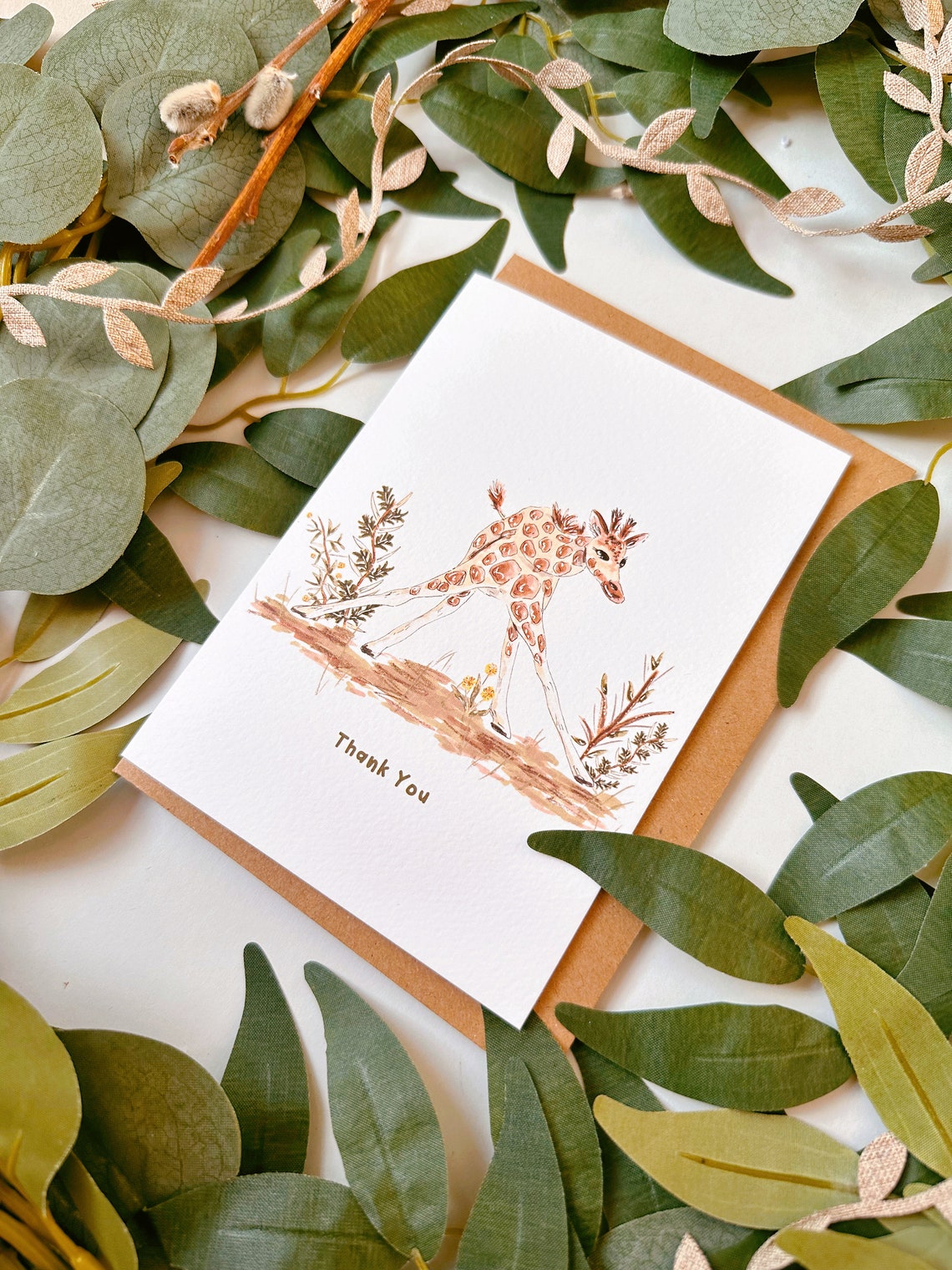 Giraffe Thank You Card - Giraffe Card - Thank You Card - Note Card ...