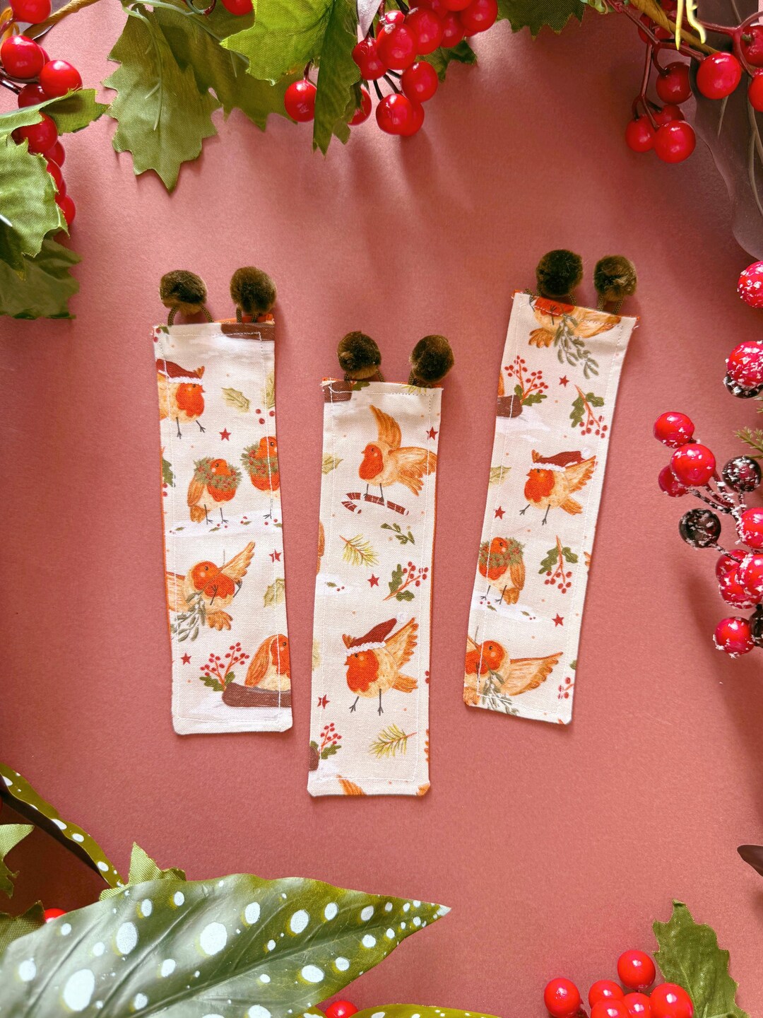 Christmas Robin Bookmark Cute Robin Bookmark Fabric Bookmark Fabric ...