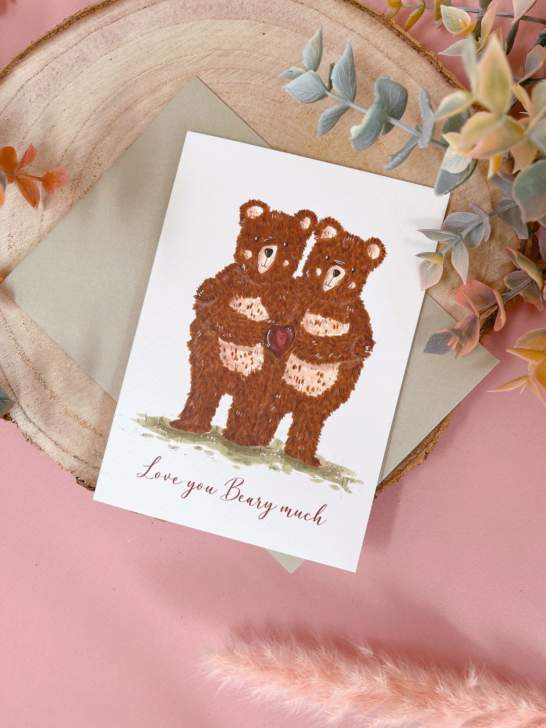 Bear Love You Card Bear Anniversary Card Kawaii Love You Card Cute Bear ...