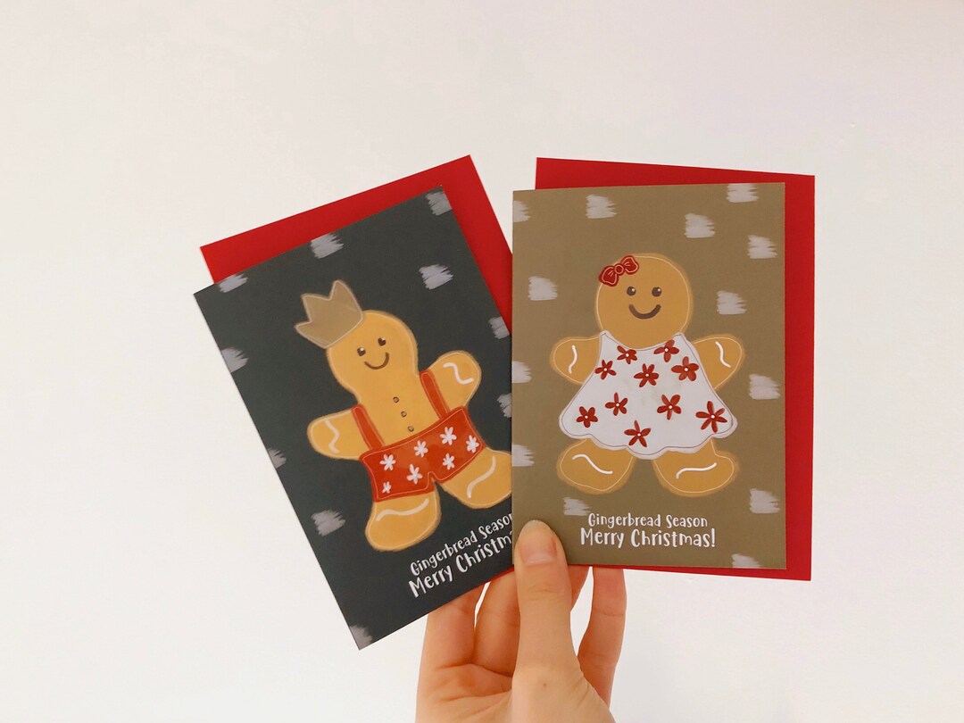 Gingerbread Men Christmas Card Gingerbread People Card Christmas Card ...
