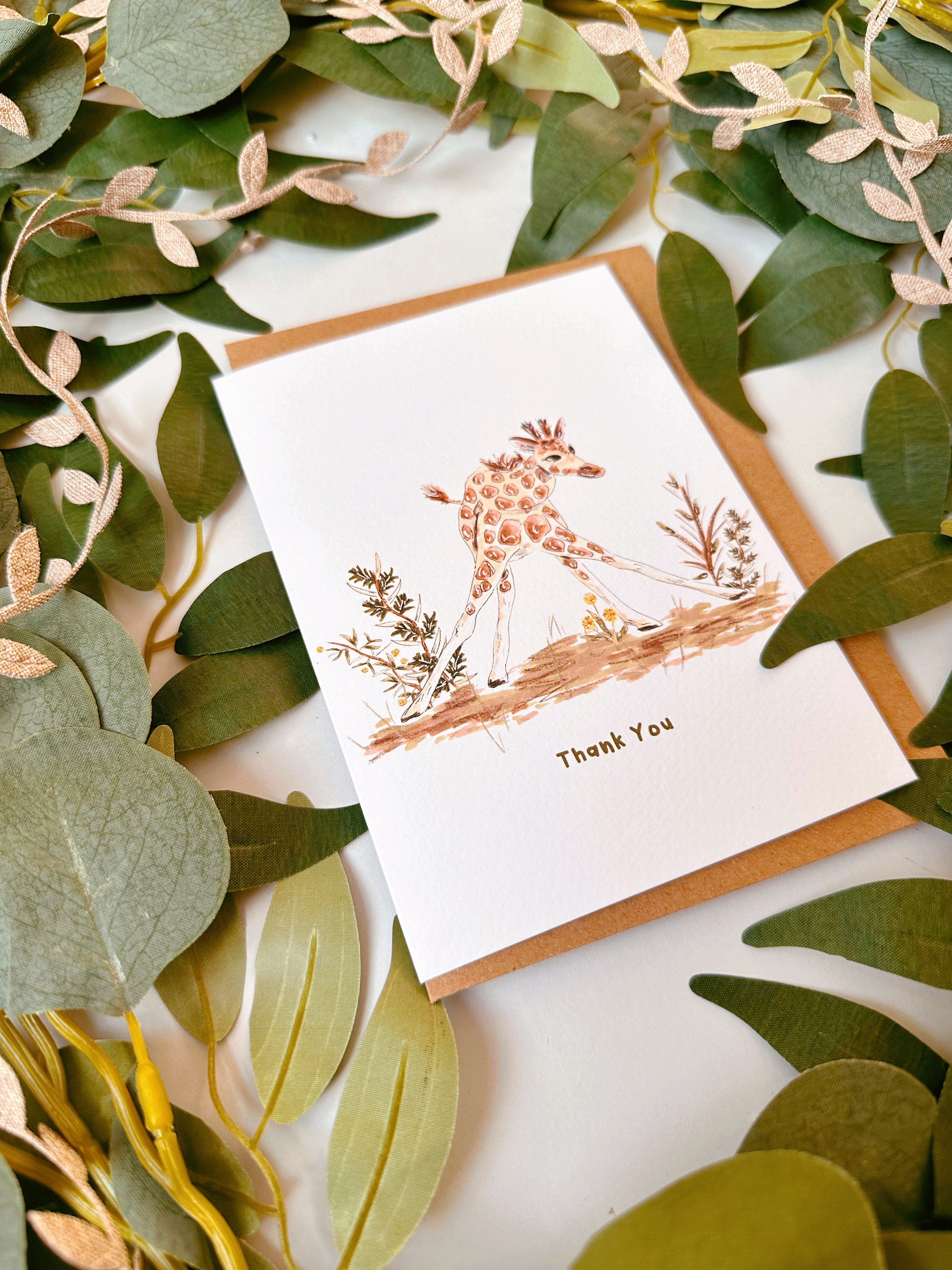 Giraffe Thank You Card Giraffe Card Thank You Card Note - Etsy