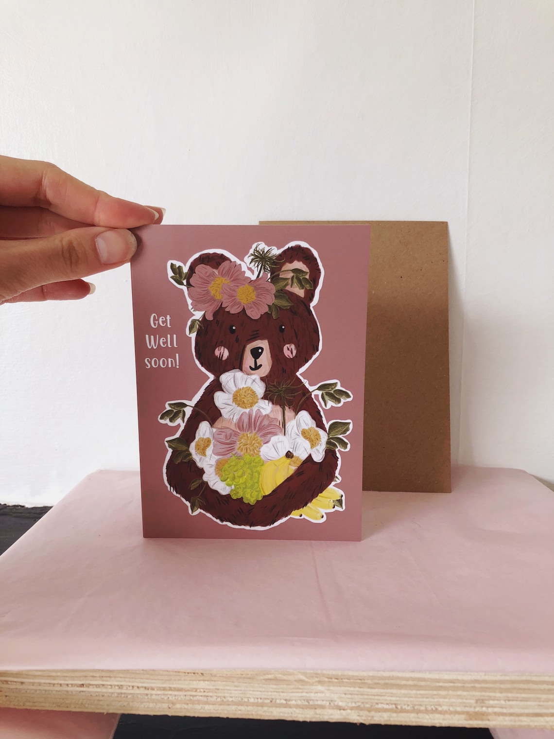 Bear Get Well Card Get Well Card Bear Card Bear With - Etsy