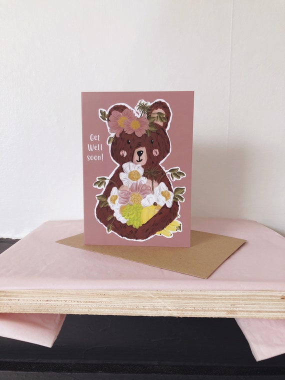 Bear Get Well Card Get Well Card Bear Card Bear With | Etsy