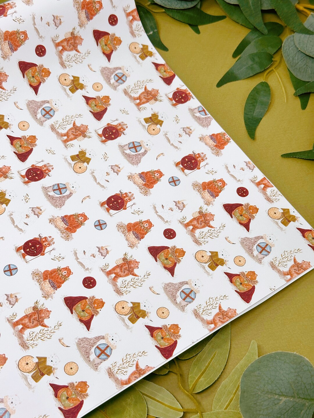 Viking Bear Wrapping Paper - Bear Gift Wrap - Wrapping Paper Sheet ...